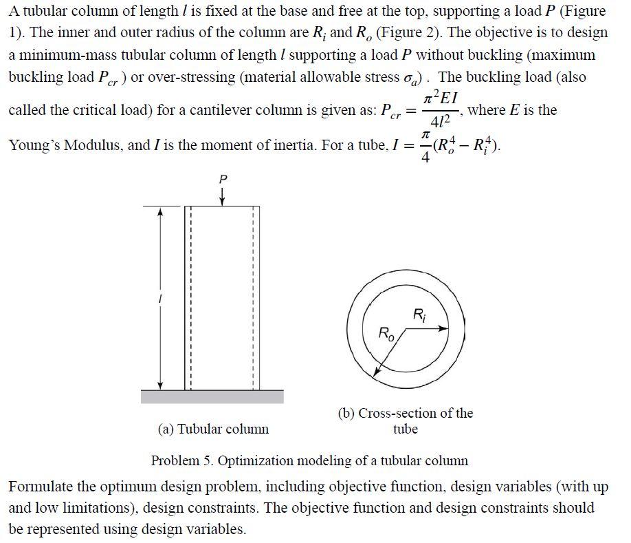 [Solved]: A tubular column of length ( l ) is fixed at t