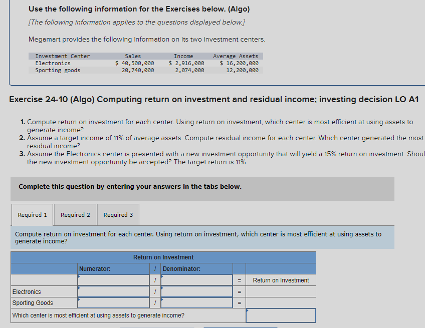 Solved Assume a target income of 11% of average assets. | Chegg.com