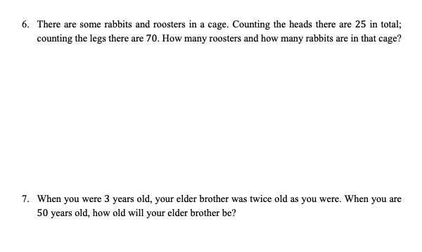 Solved 6. There are some rabbits and roosters in a cage. | Chegg.com