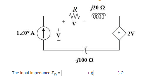 Solved For the given circuit, find the input impedance Zin | Chegg.com