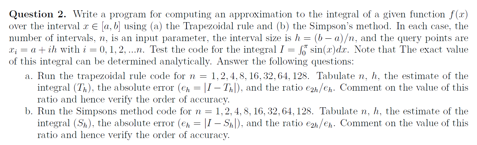 Solved Question 2. Write a program for computing an | Chegg.com