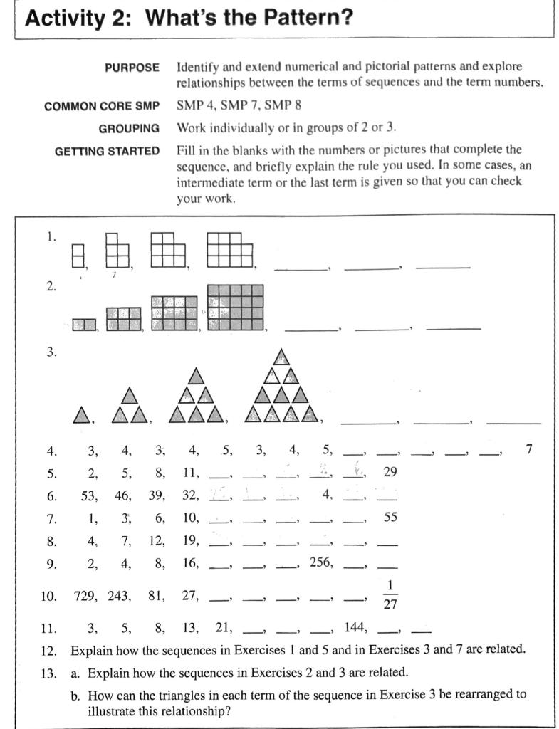 Activity 2: What's the Pattern? PURPOSE Identify and | Chegg.com