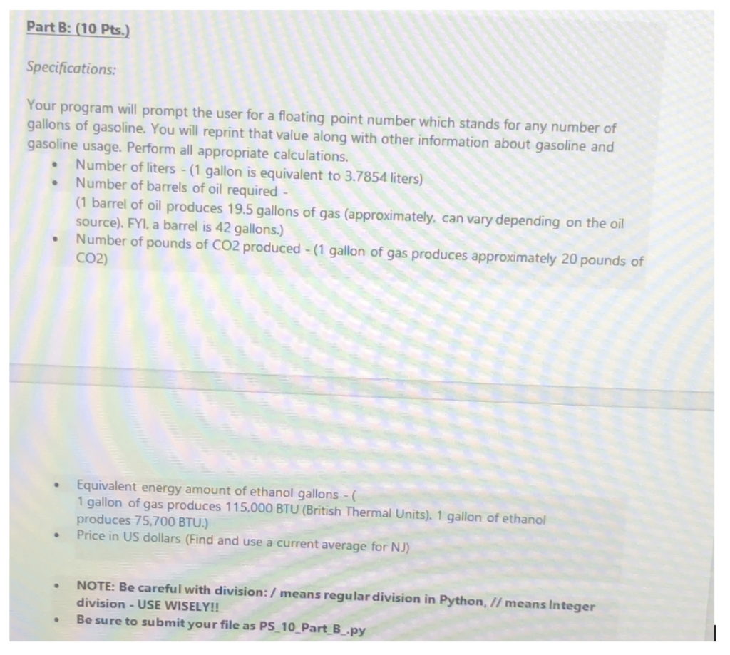 Solved Part B: (10 Pts.) Specifications: . Your program will | Chegg.com