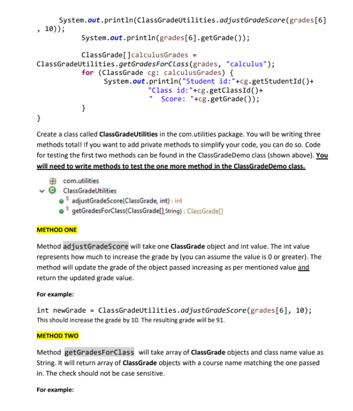 Solved Group Assignment 3 Create class ClassGrade in | Chegg.com