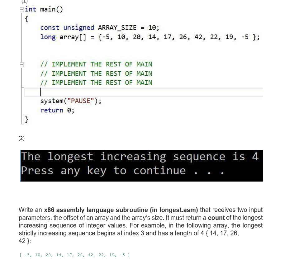 Solved - int main() ch const unsigned ARRAY_SIZE = 10; long | Chegg.com