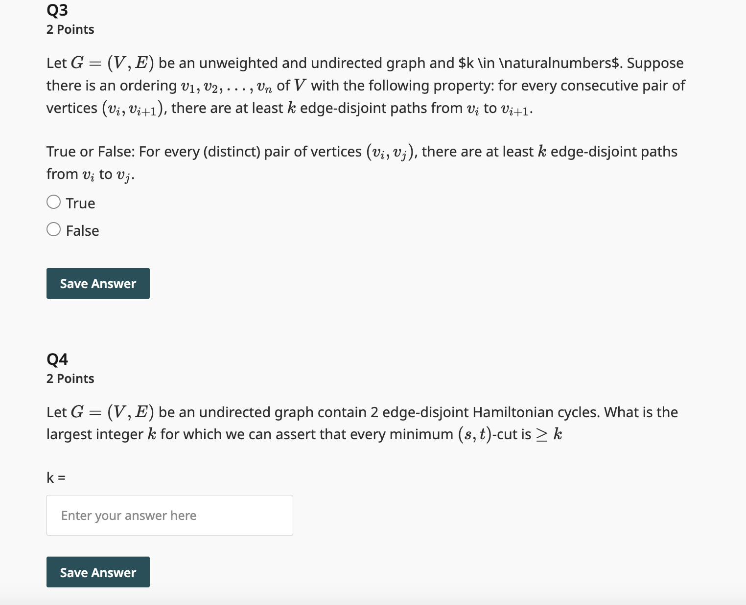 Solved Let G=(V,E) be an unweighted and undirected graph and | Chegg.com