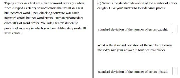 Solved Typing errors in a text are either nonword errors (as | Chegg.com