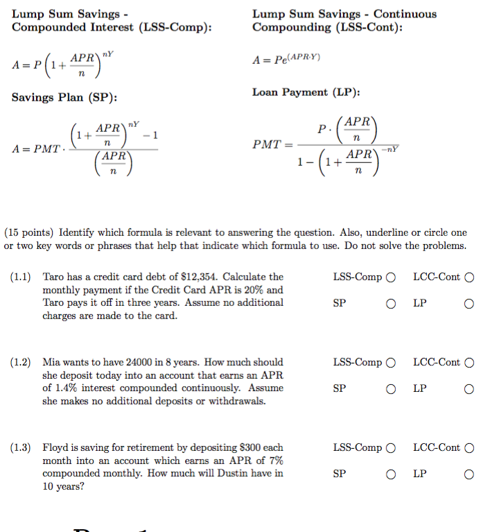 Solved Lump Sum Savings - Compounded Interest (LSS-Comp): | Chegg.com