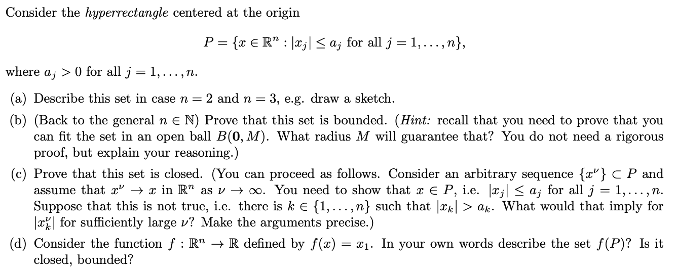 Solved Consider the hyperrectangle centered at the origin | Chegg.com