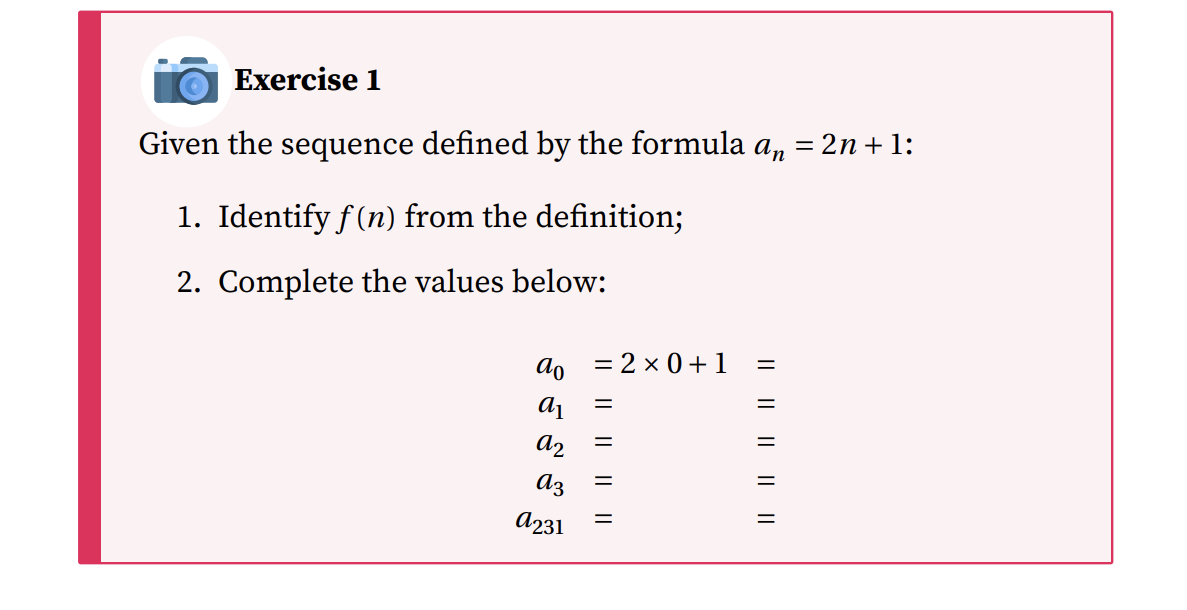 Solved Given the sequence defined by the formula an=2n+1 : | Chegg.com