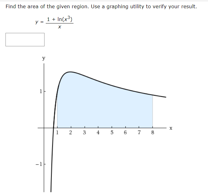 Solved Find the area of the given region. Use a graphing | Chegg.com