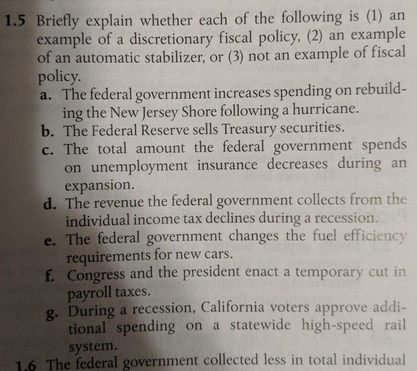 Solved 1.5 Briefly explain whether each of the following is | Chegg.com