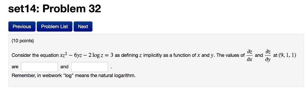 Solved set14: Problem 32 Previous Problem List Next (10 | Chegg.com