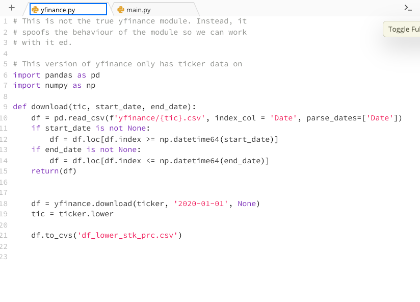 + yfinance.py main.py 1 # This is not the true | Chegg.com