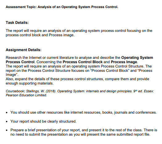 Solved Assessment Topic: Analysis of an Operating System | Chegg.com