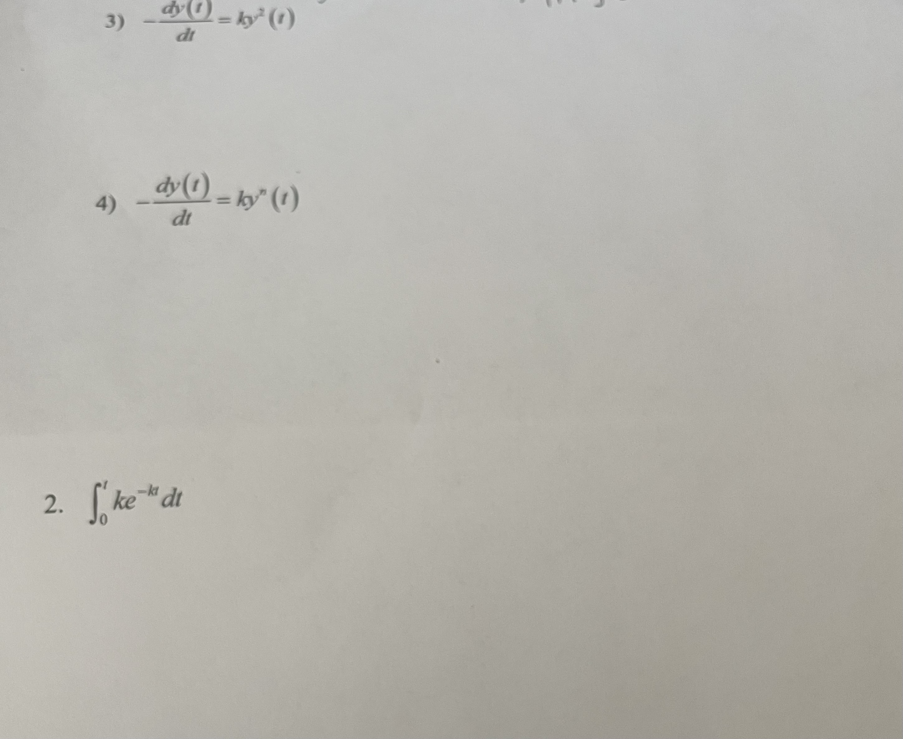 Solved solve the following equations to obtain y(t) from t=0 | Chegg.com