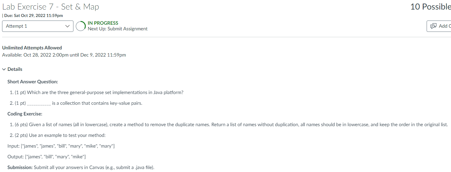 Solved Lab Exercise 7 - Set \& Map | Due: Sat Oct 29, 2022 | Chegg.com
