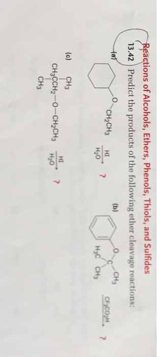 Solved Reactions of Alcohols, Ethers, Phenols, Thiols, and | Chegg.com