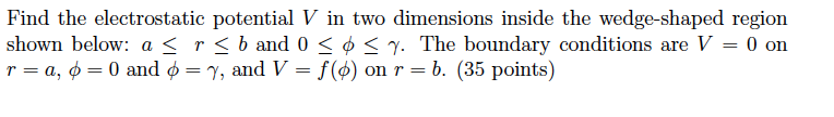 Find the electrostatic potential V in two dimensions | Chegg.com