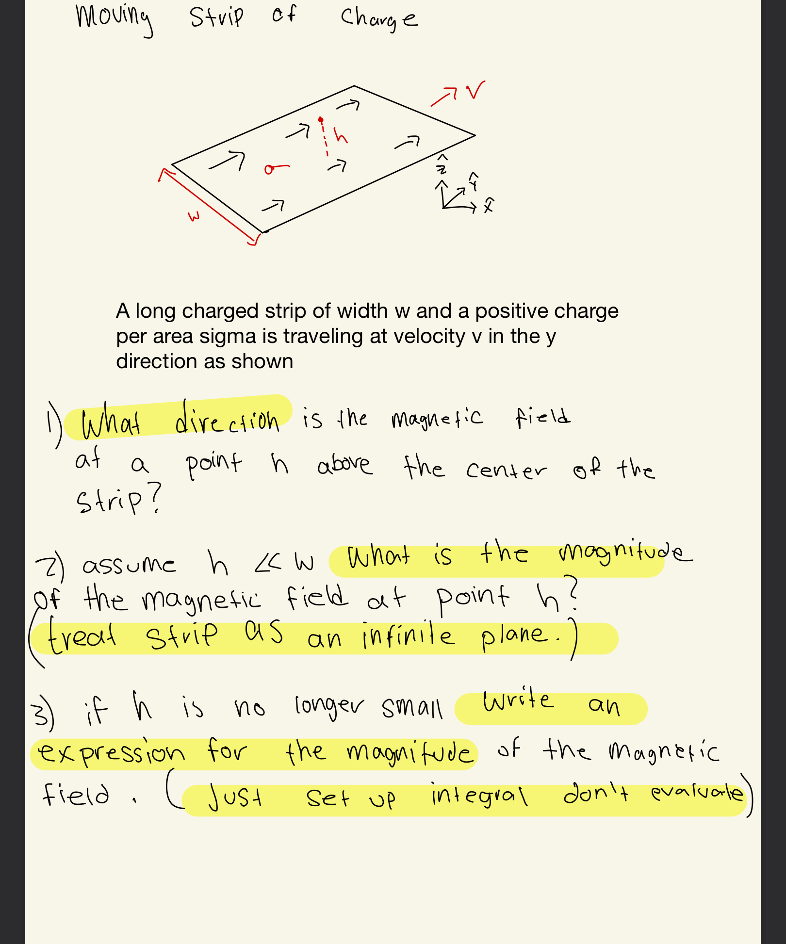 Solved Moving Strip of Charge A long charged strip of width | Chegg.com