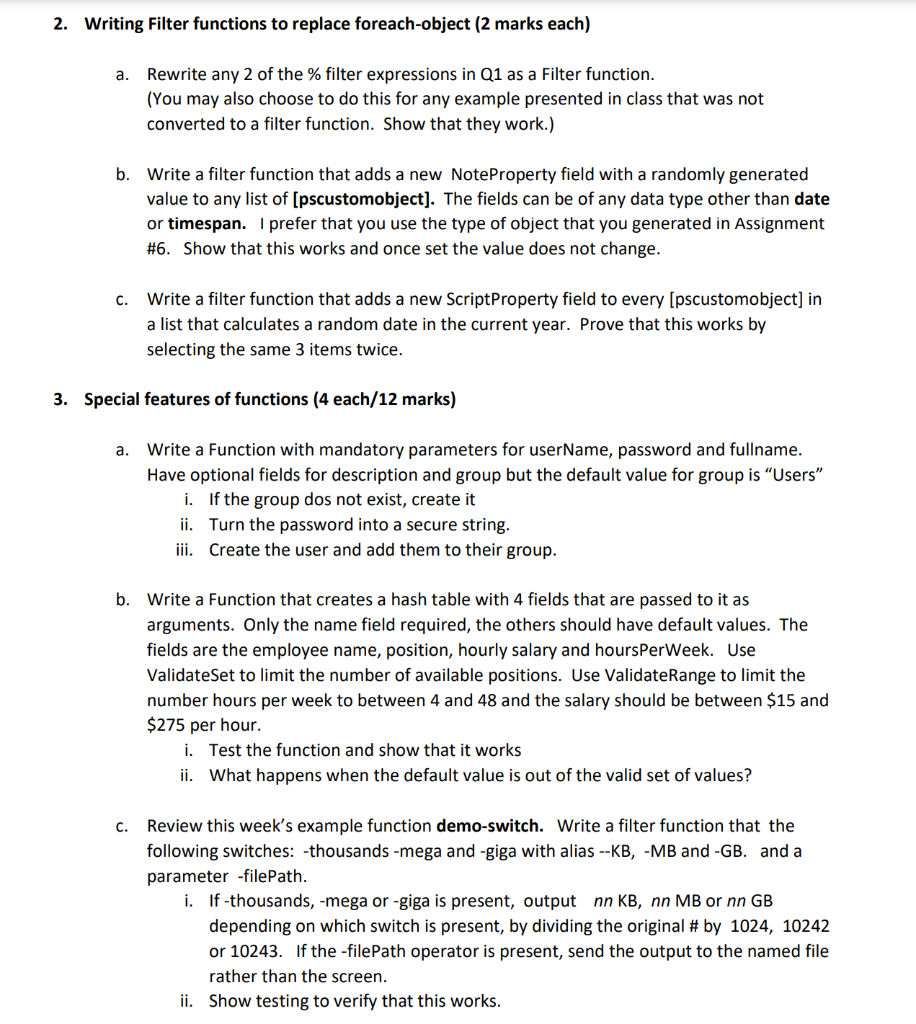 2. Writing Filter functions to replace foreach-object | Chegg.com