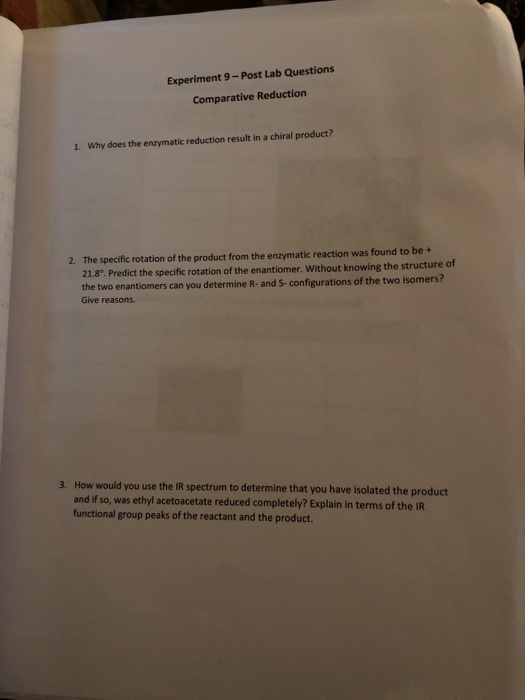 Solved Experiment 9 - Post Lab Questions Comparative | Chegg.com