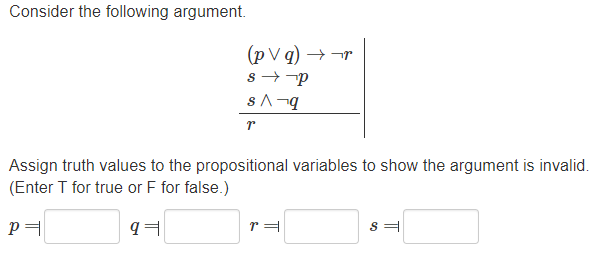 Consider the following argument. -(PV) p+r r Assign | Chegg.com