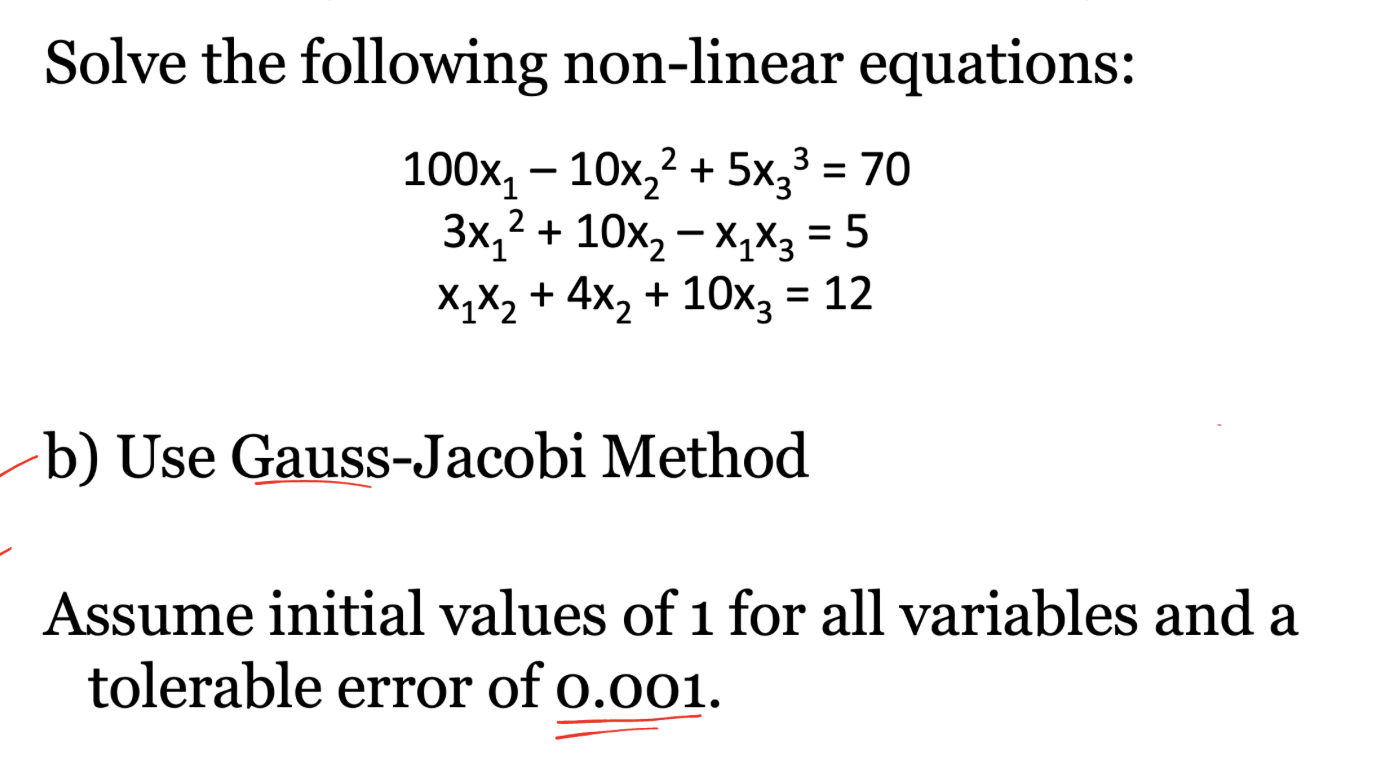 Solved Solve the following non-linear equations: | Chegg.com