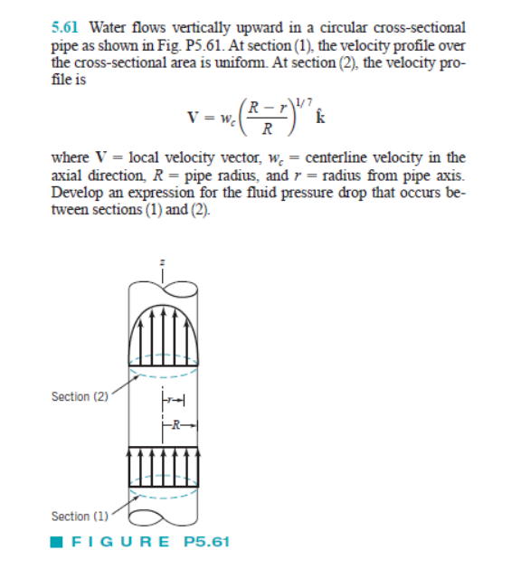 Solved 5.61 Water flows vertically upward in a circular | Chegg.com