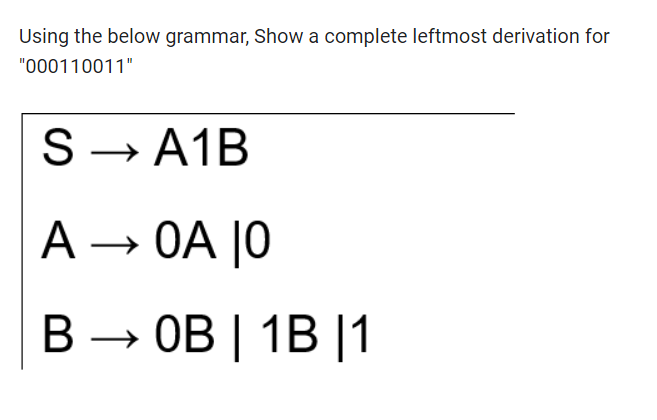 Solved Using the below grammar, Show a complete leftmost | Chegg.com