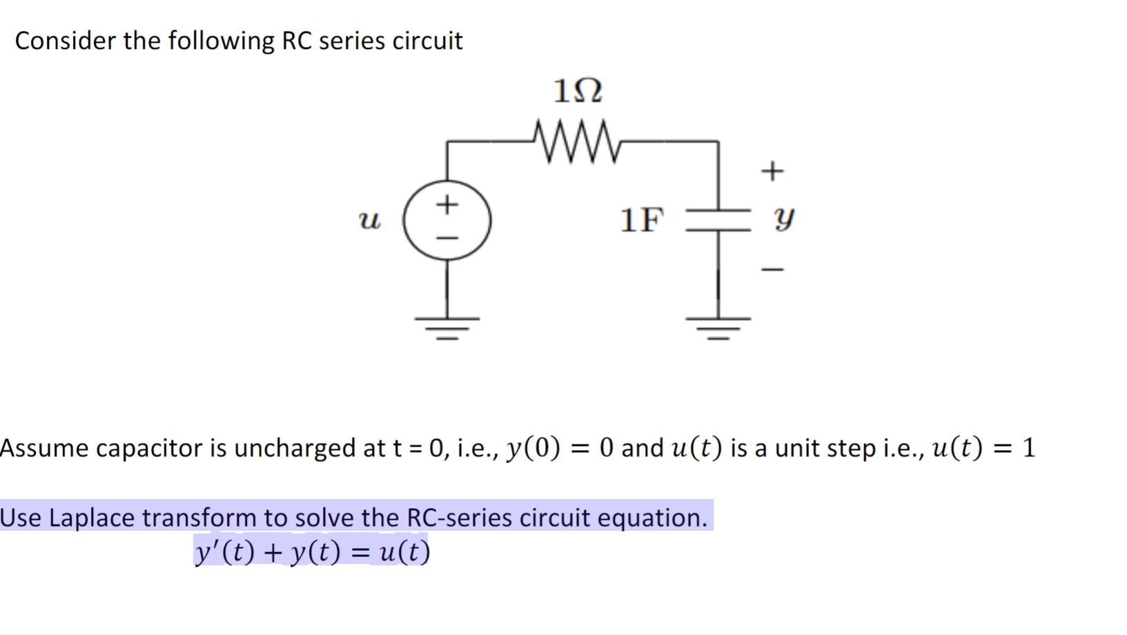 Solved Consider the following RC series circuit Assume | Chegg.com