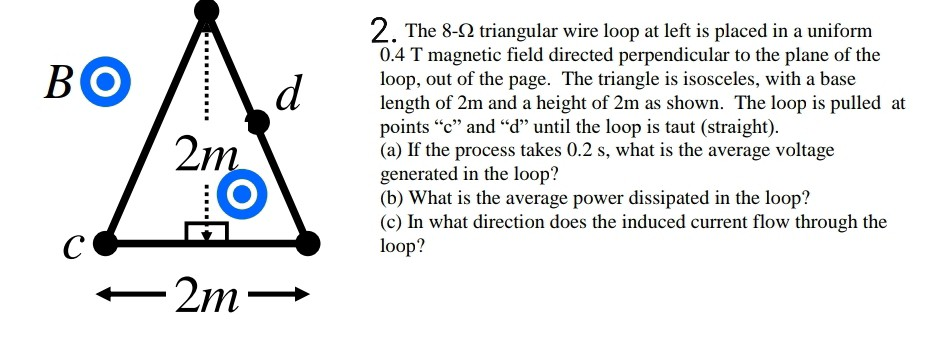 Solved 2. The 8-Ω triangular wire loop at left is placed in | Chegg.com