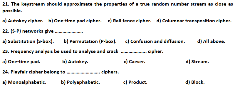 Solved 21. The keystream should approximate the properties | Chegg.com