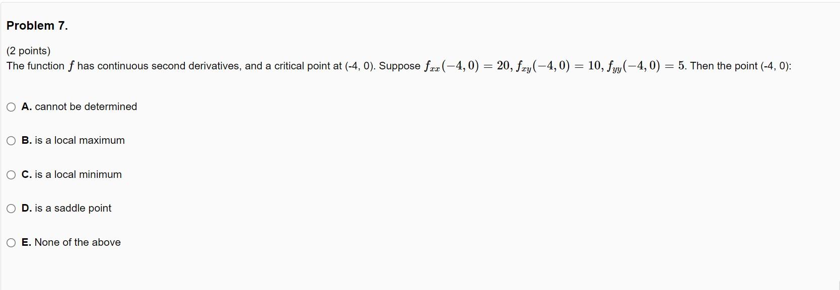 Solved Problem 7. (2 points) = 5. Then the point (-4, 0): | Chegg.com