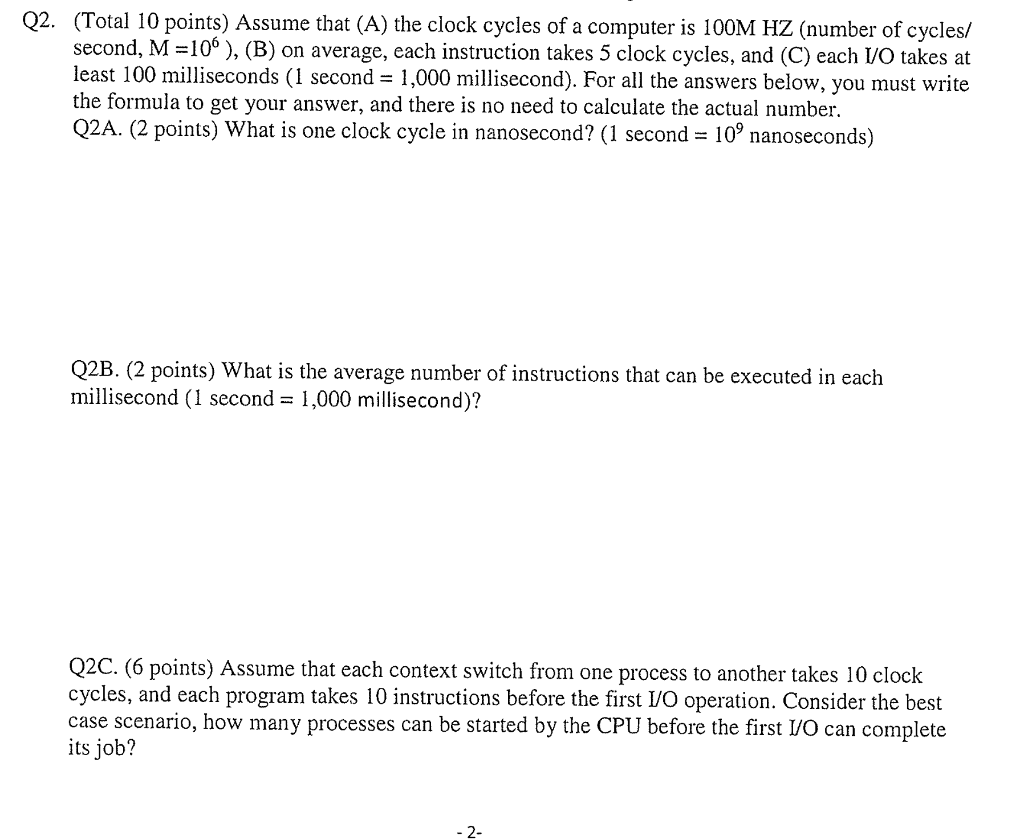 Solved (Total 10 points) Assume that (A) the clock cycles of | Chegg.com