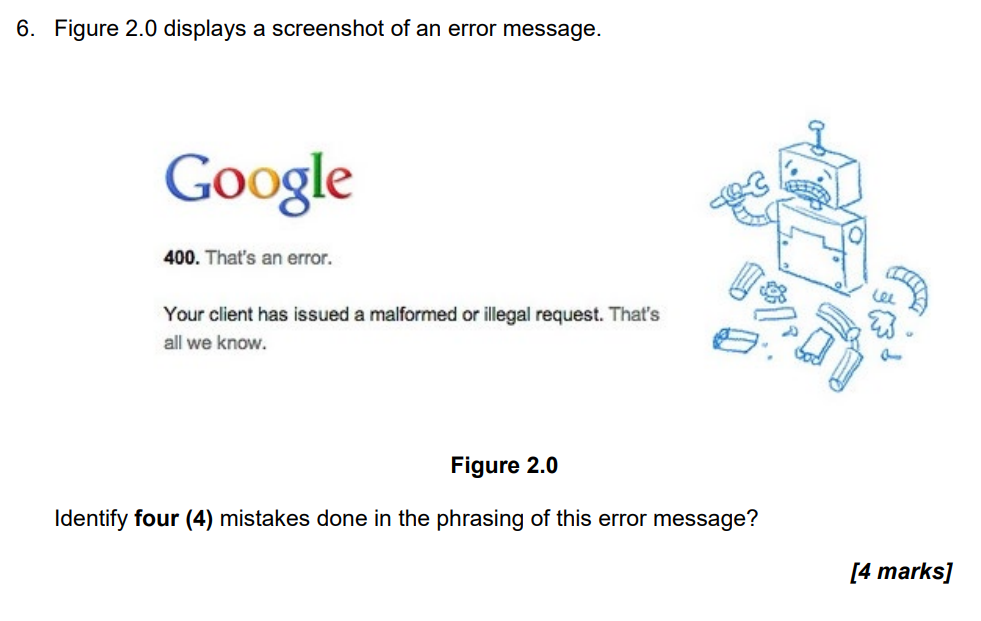 Solved 6. Figure 2.0 displays a screenshot of an error | Chegg.com
