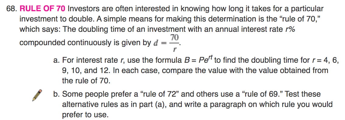 Solved 68. RULE OF 70 Investors are often interested in | Chegg.com