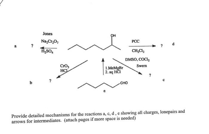 Solved Jones PCC CH2C2 DMSO, COclh Cro Swern 1MeMgBr 2. aq H | Chegg.com