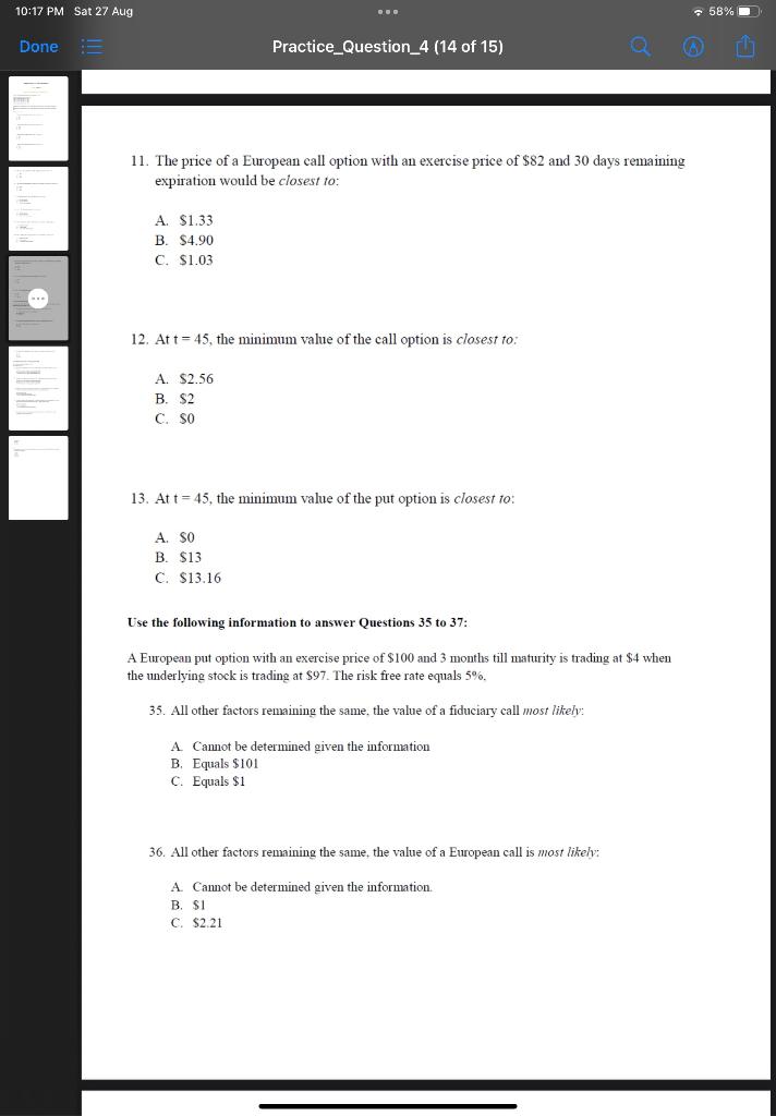 Lecture 5 Tutorial OPTION MARKETS ANI) CONTRACTS Use | Chegg.com