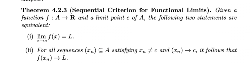 Solved Definition 4.2.1 (Functional Limit). Let f:A→R, and | Chegg.com