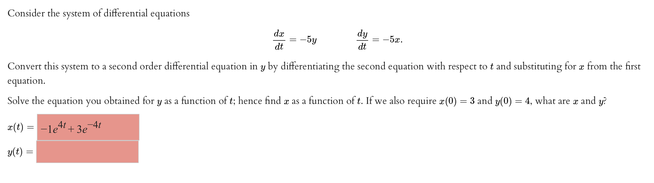 Solved Consider the system of differential equations dx — Бу | Chegg.com