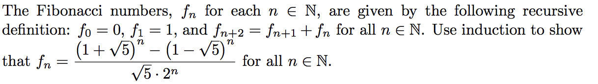 Solved The Fibonacci numbers, fn for each n E N, are given | Chegg.com