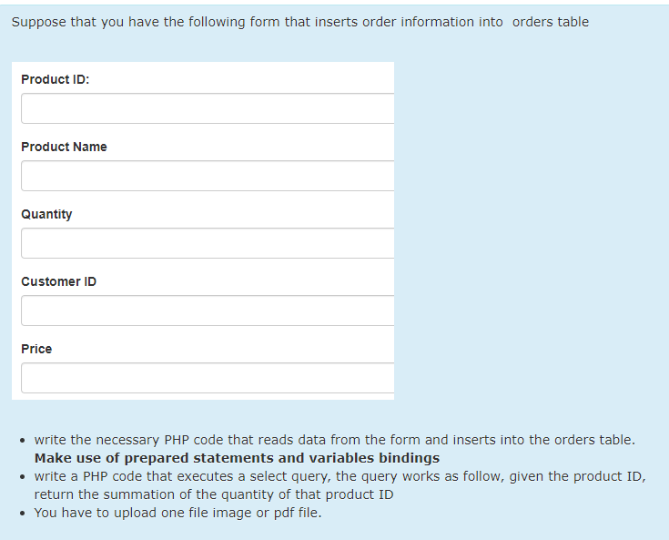 Solved Suppose that you have the following form that inserts | Chegg.com