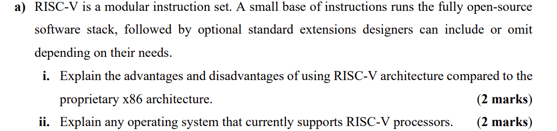 Solved a) RISC-V is a modular instruction set. A small base | Chegg.com
