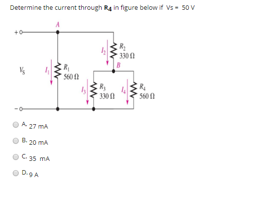 Solved Determine the current through R4 in figure below if | Chegg.com
