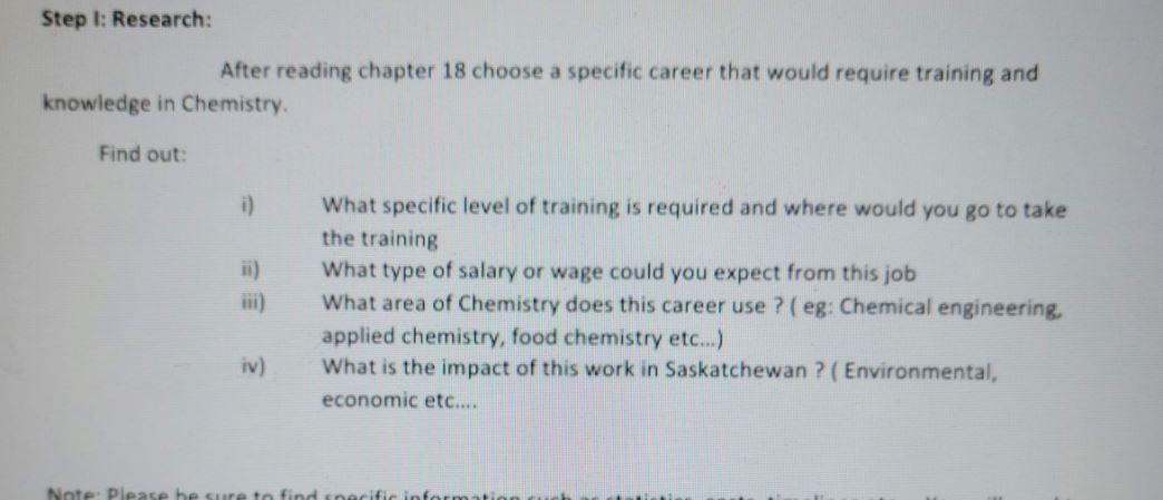 Solved After reading chapter 18 choose a specific career | Chegg.com