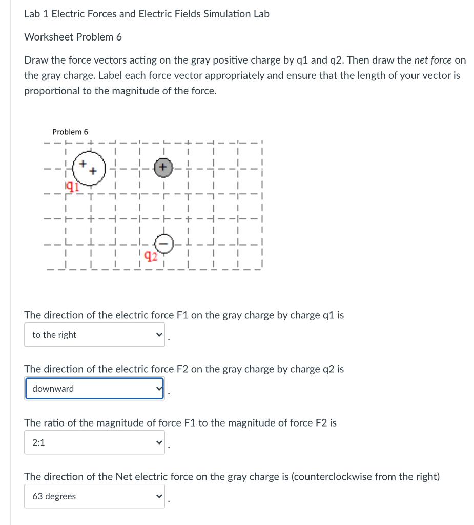 Lab 1 Electric Forces and Electric Fields Simulation | Chegg.com