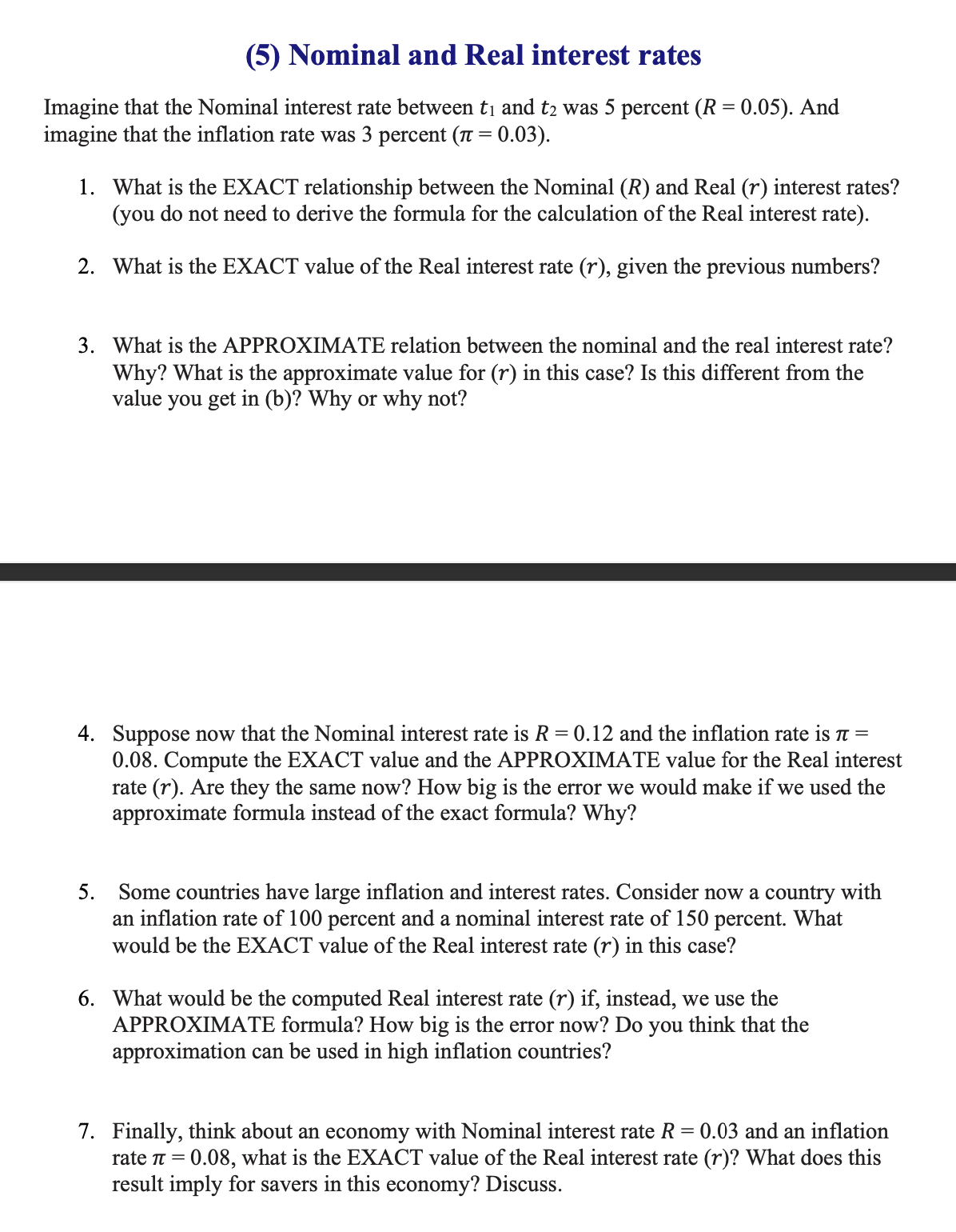Solved 5 ï Nominal And Real Interest Ratesimagine That The Chegg