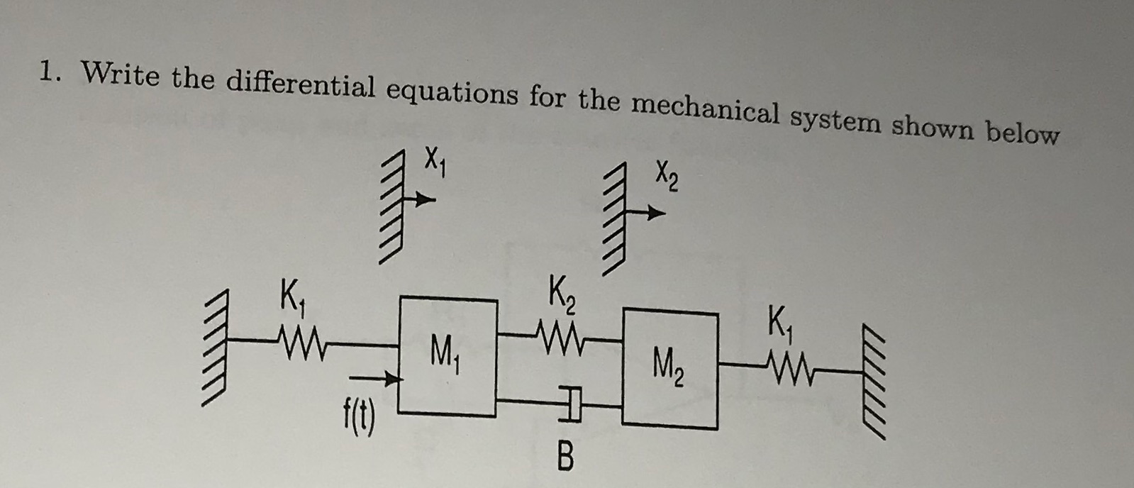 Solved 1. Write the differential equations for the | Chegg.com