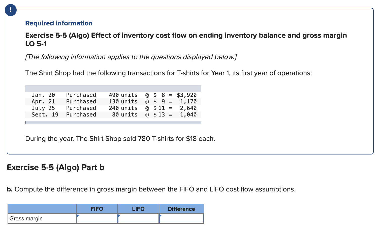 Solved Required information Exercise 5-5 (Algo) Effect of | Chegg.com